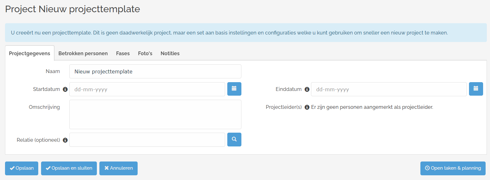 Projecttemplates – Silvasoft